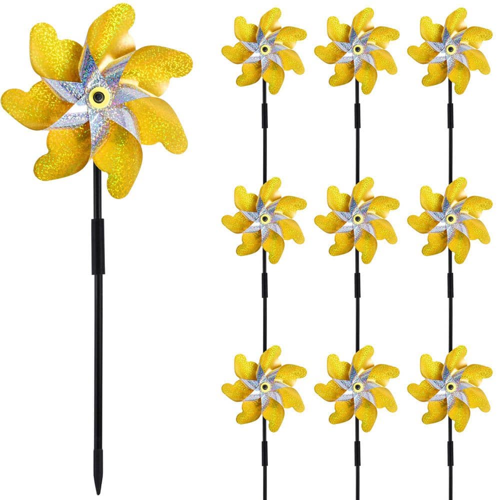 OGETFUUR 10 Pack Reflective Pinwheels with Stakes, 19.7 in. Pre ...