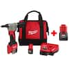 Milwaukee M12 12-Volt Lithium-Ion Cordless Rivet Tool Kit with Free 2.0 ...