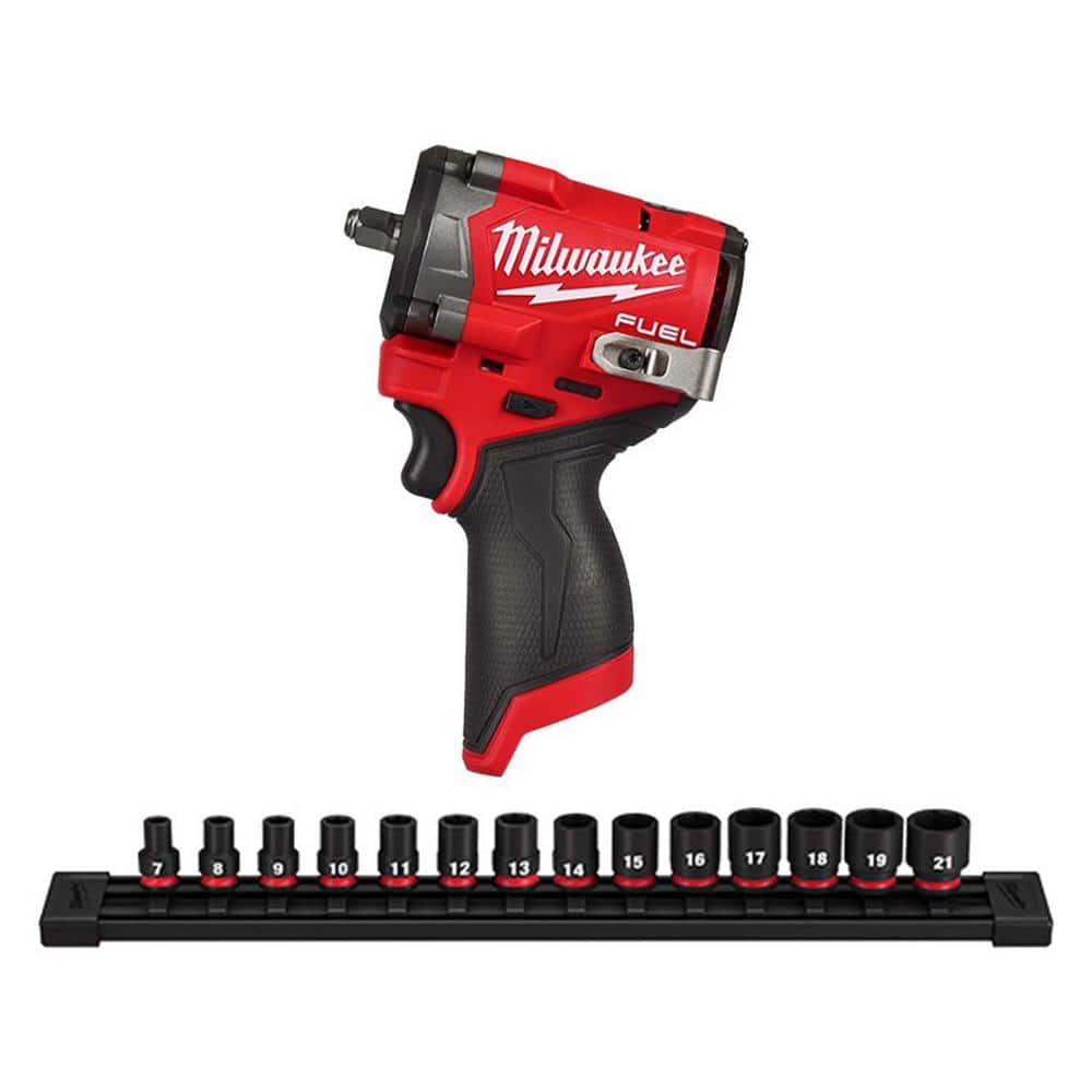 Milwaukee M12 FUEL 12V Li-Ion Brushless Cordless Stubby 3/8 in. Impact ...