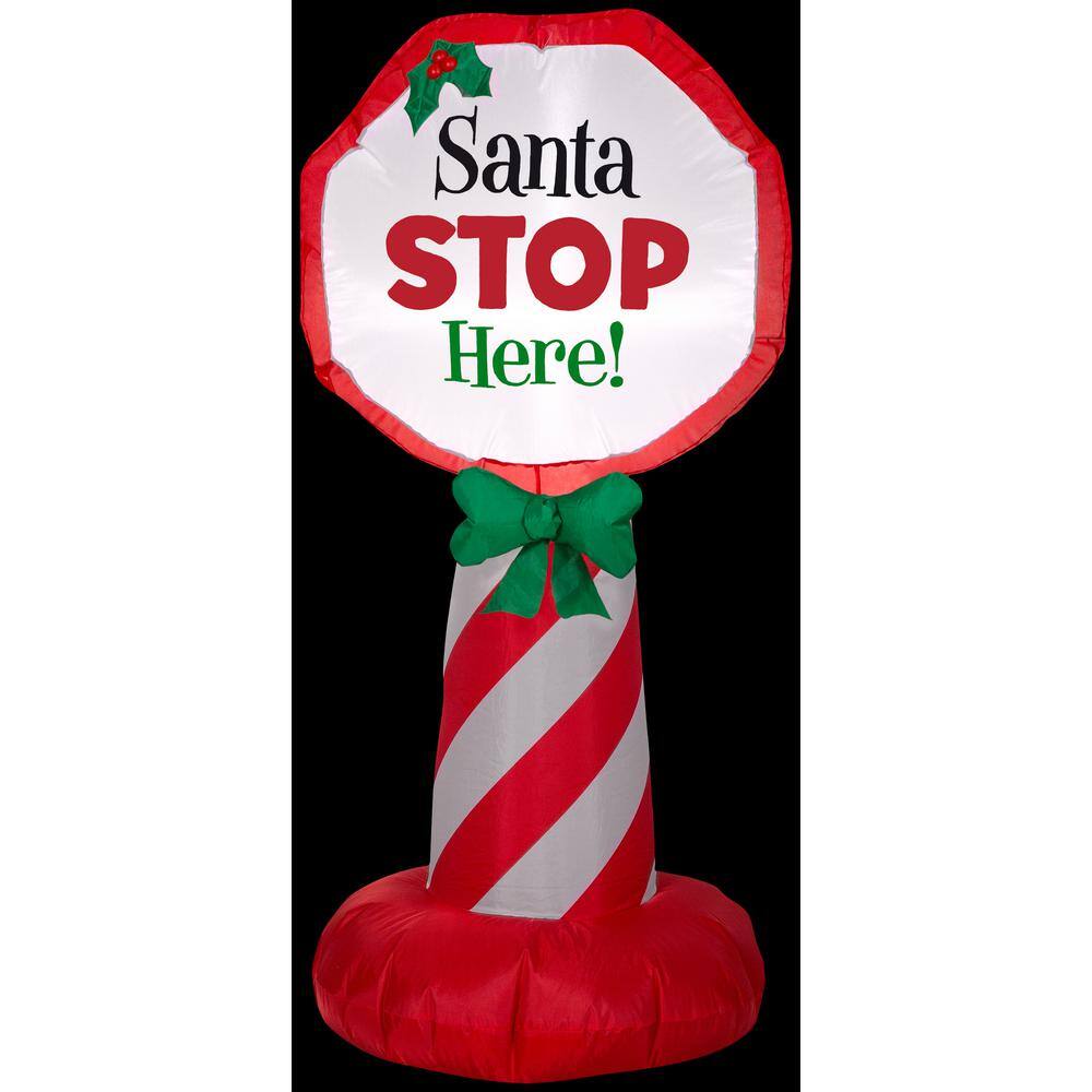 Gemmy 3.5 ft. H Inflatable Airblown-Outdoor Santa Stop Sign-SM G-114061 ...