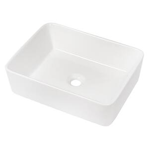 16 x 19 in. Rectangular Bathroom Ceramic Vessel Sink Art Basin in White ...