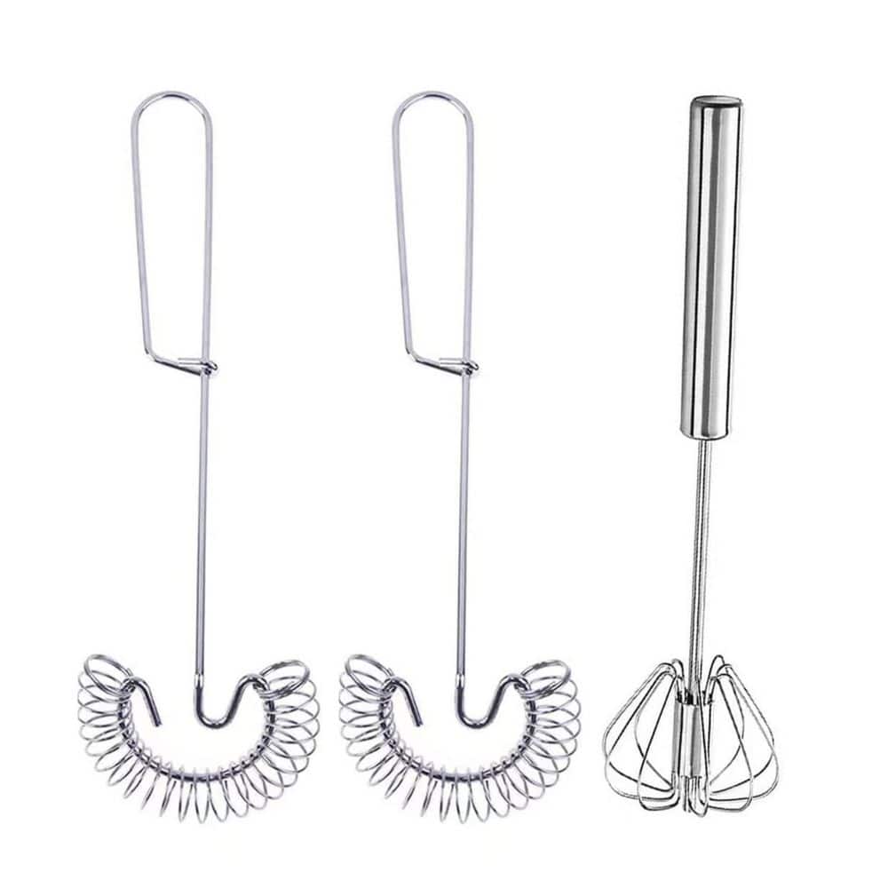 Anqtovp Stainless Steel Egg Whisk Set Silver Easy Hand Push Rotary ...