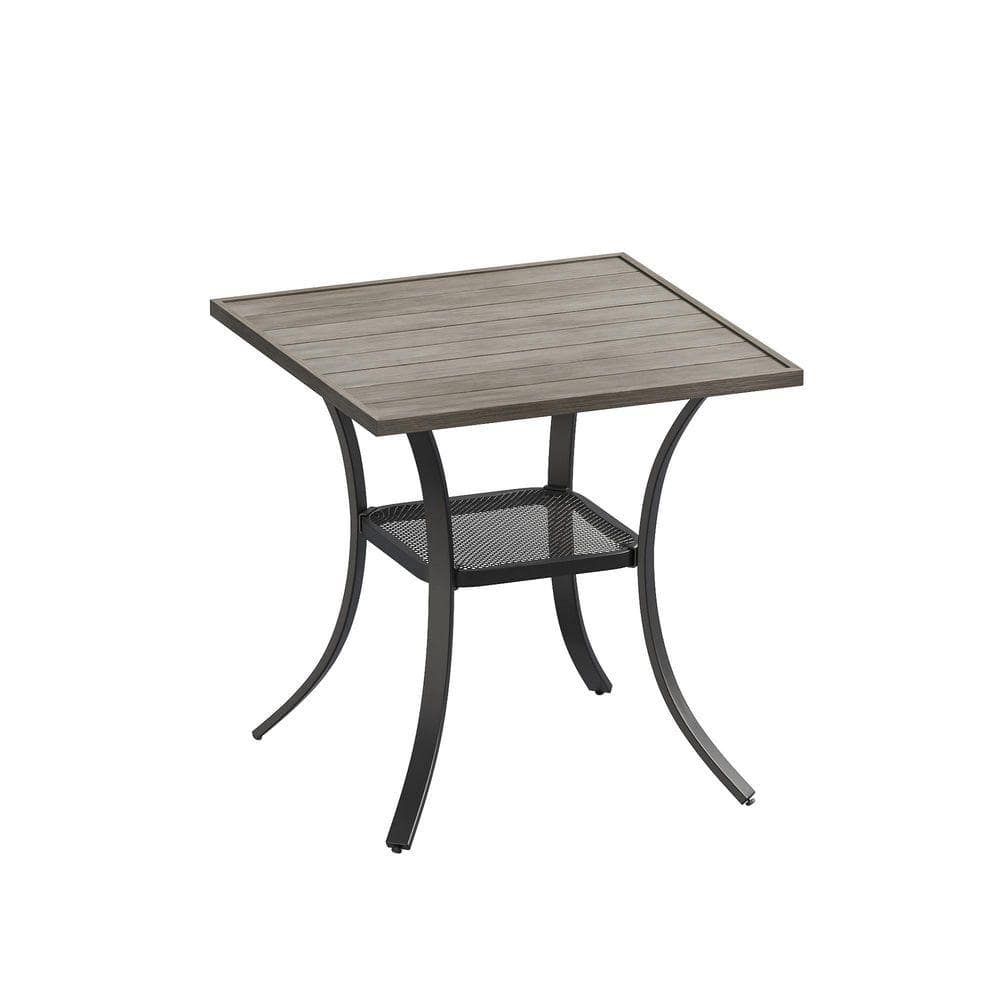 vicllax 27.6 in. Grey Wood-Like Square Patio Dining Table with Rust ...