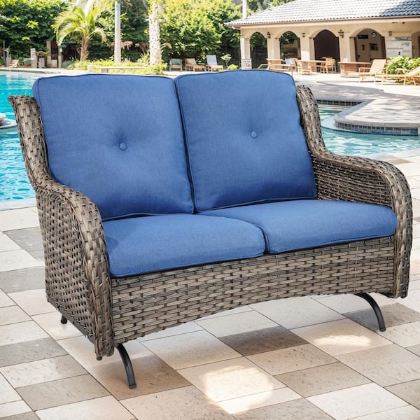 Wicker patio glider loveseat store