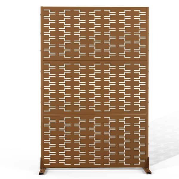 TUYOHW 47 in. W x 71 in. H Brown Metal Privacy Screen for Outdoors ...