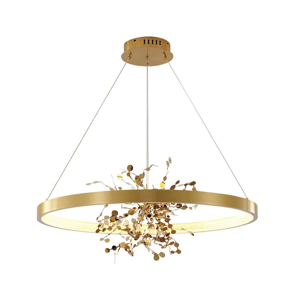 Herraize 48-Watt Integrated LED Gold Chandelier GL350C32G - The Home Depot