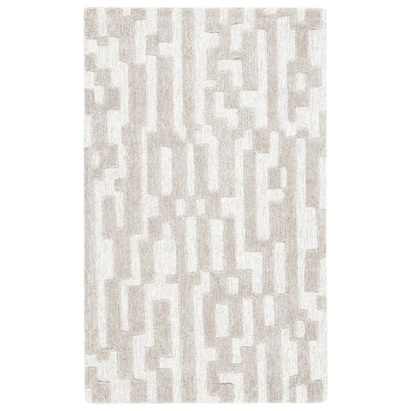 SAFAVIEH Cambridge 3 ft. x 5 ft. Beige/Gray Geometric High-Low Area Rug ...