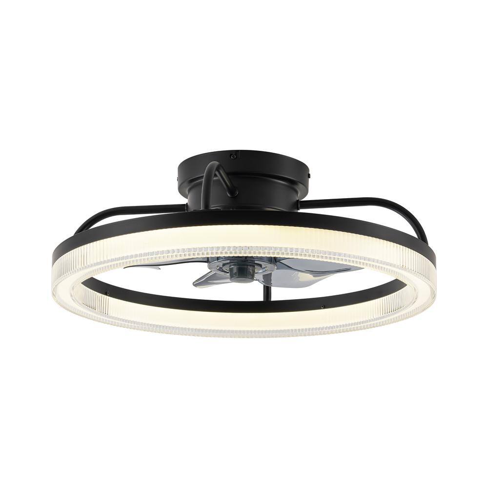 RRTYO Elden 19.6 in. Indoor Modern Black Wheel Ring Semi-Flush Standard ...