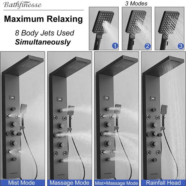 HOMEMYSTIQUE Dual 6-in-One 8-Jet Shower Panel Tower System with ...
