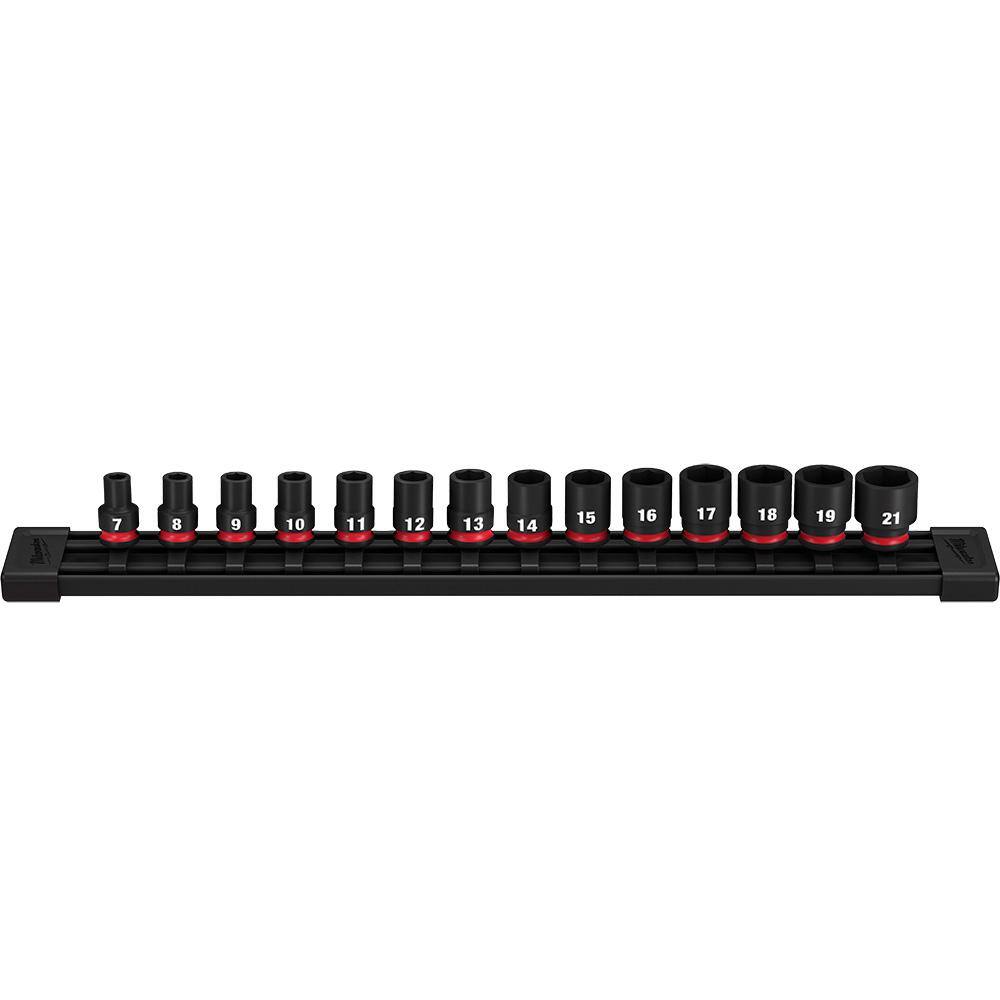 Milwaukee SHOCKWAVE 3/8 in. Drive Metric 6 Point Impact Socket Set (14 ...