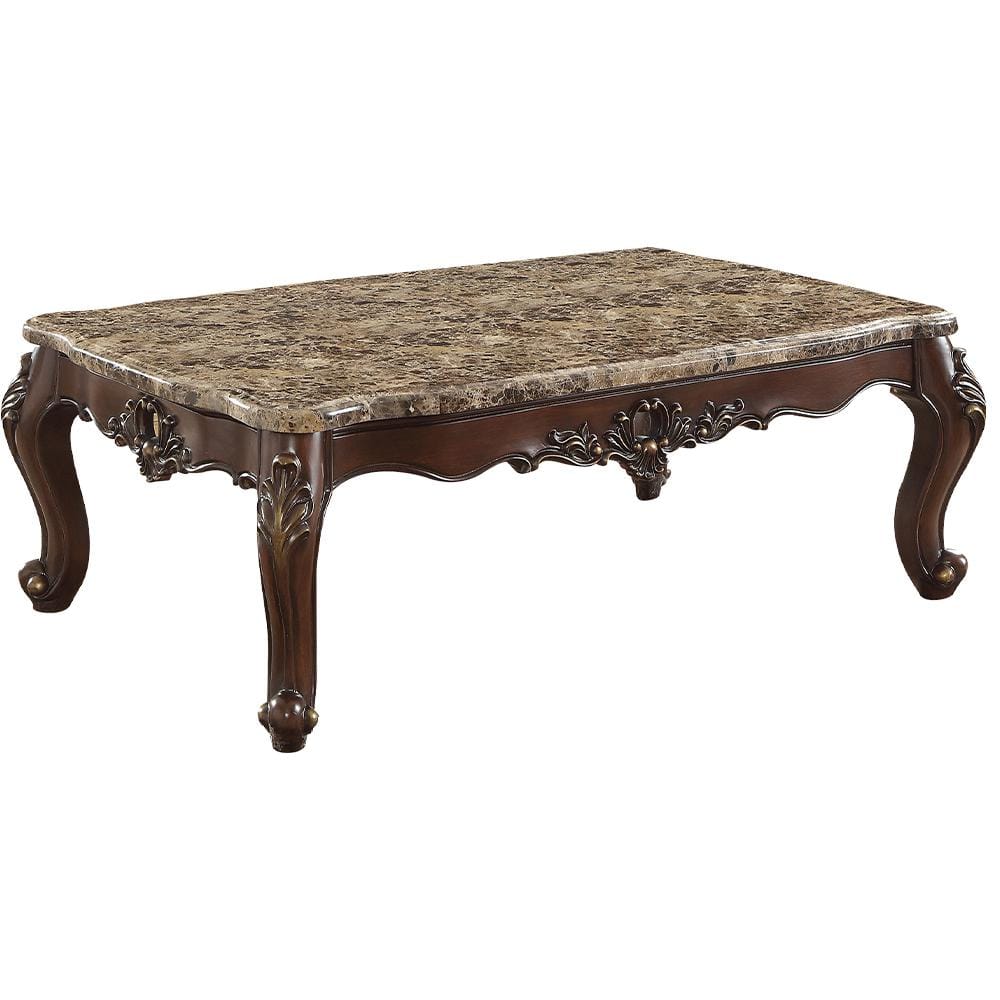 Acme Furniture Devayne 58 in. Dark Walnut Rectangle Marble Coffee Table ...