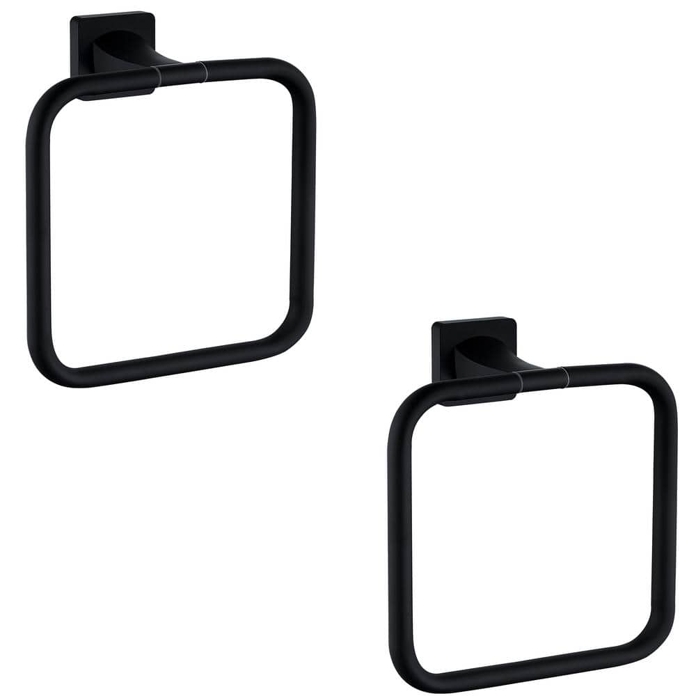 ruiling Bath Wall Mounted Towel Ring in Stainless Steel Matte Black-2 ...