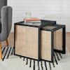 StyleWell Odell Cane Nested Accent Tables in Black/Rattan (Set of 2 ...