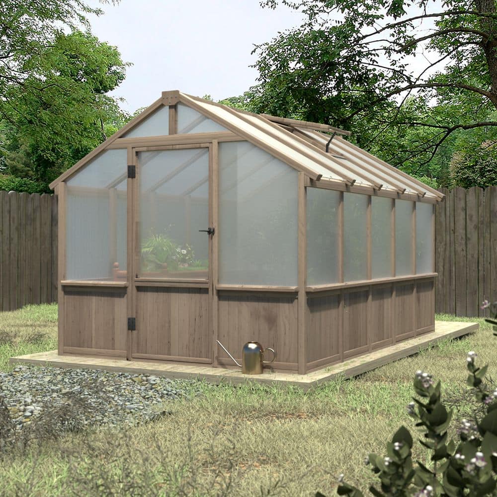 VEIKOUS 8 ft. x 10 ft. Wooden Greenhouse for Outdoors, Polycarbonate ...