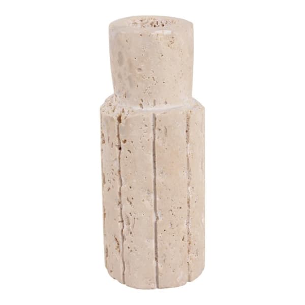 Liv & Skye 5 in. Ivory Stone Cylinder Raw Edge Taper Candle Holder ...