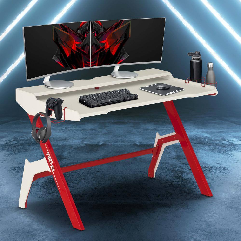 Techni Sport Ergonomic Computer Gaming Desk Workstation with Cupholder ...