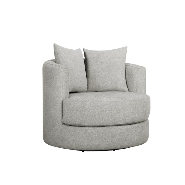 DEVON & CLAIRE Elizabeth Light Gray Stain-Resistant Fabric Swivel Chair ...