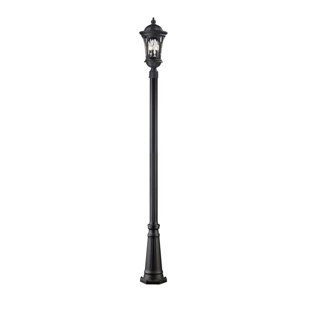 Doma 121 in. 3 Light Black Aluminum Hardwired Outdoor Weather Resistant ...
