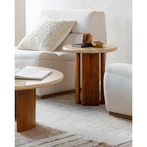 Livabliss Kyle Modern End Table, White/Bronze, 18 in. H x 24 in. W x 24 ...