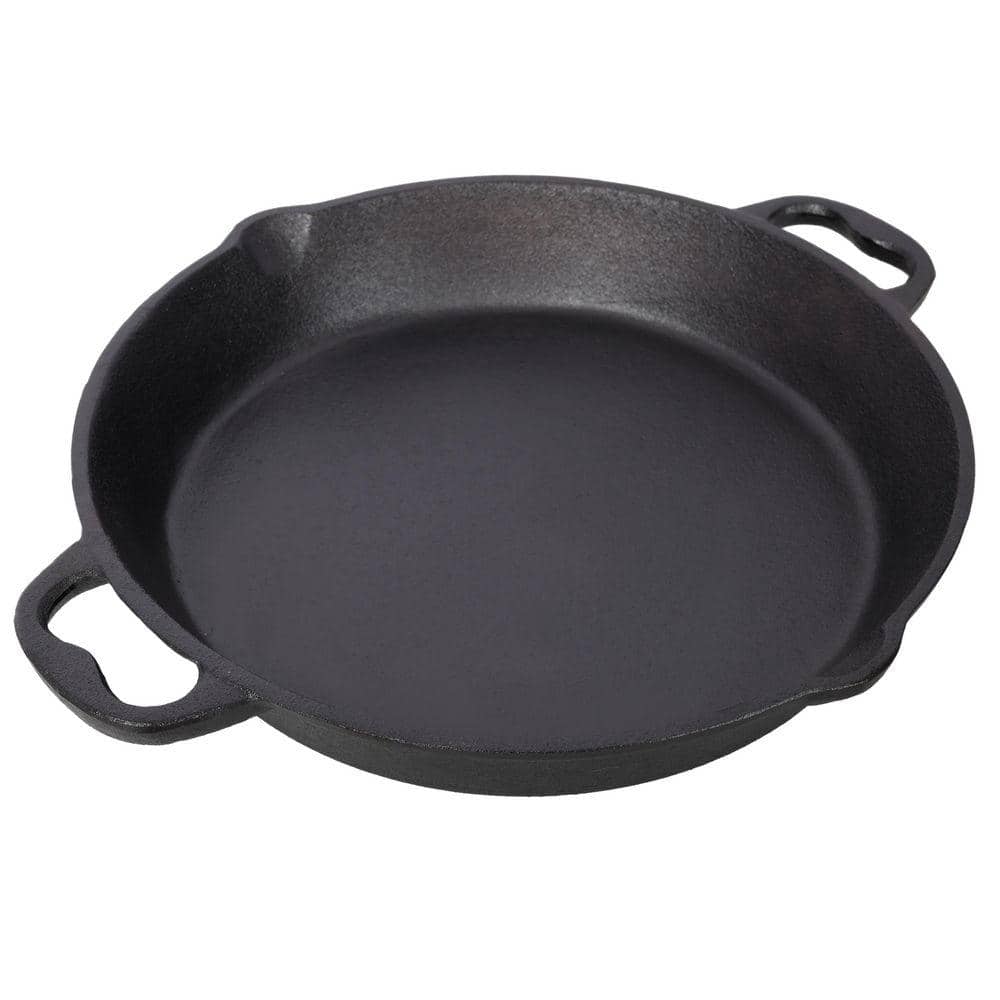 AOPSPS 17 in. Pre-Seasoned Cast Iron Grill Pan in Black with Dual ...