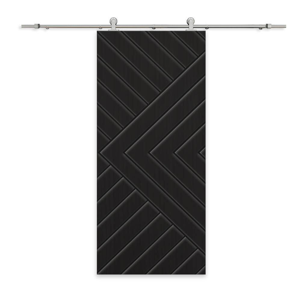 CALHOME Chevron Arrow 44 in. x 80 in. Fully Assembled Black Stained MDF ...