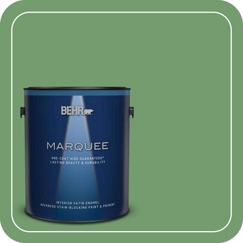 BEHR MARQUEE 1 gal. #450D-6 Shire Green Satin Enamel Interior Paint ...