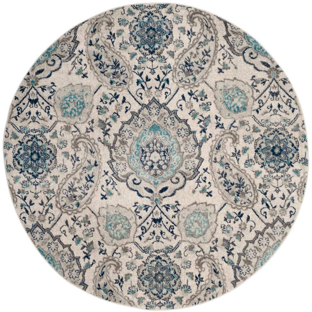 SAFAVIEH Madison Cream/Light Gray 12 ft. x 12 ft. Medallion Floral ...
