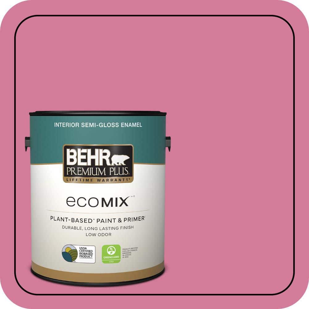 BEHR PREMIUM PLUS 1 gal. #P130-5 Little Bow Pink Semi-Gloss Enamel ...