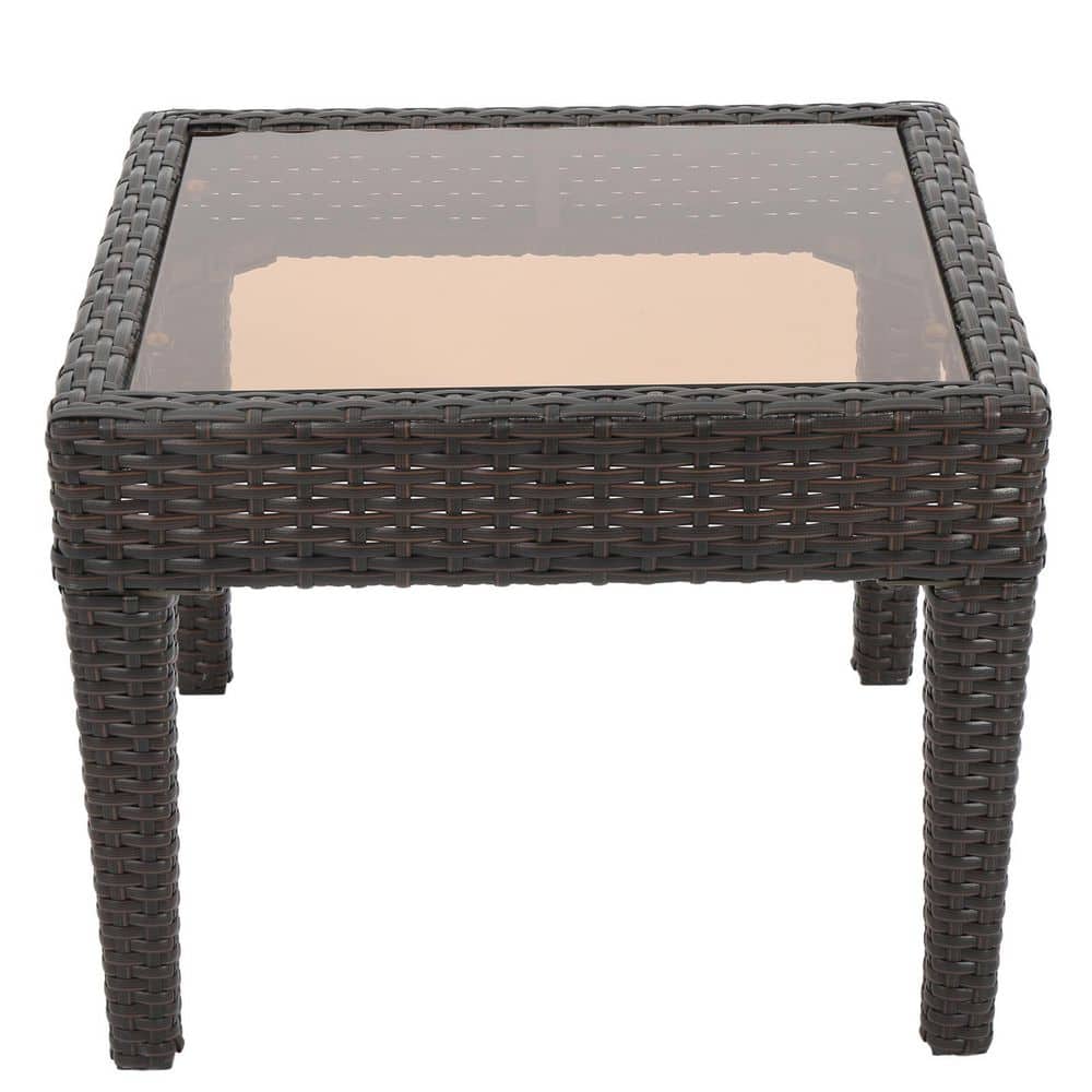 Outdoor Antibes Wicker Side Table, Accent Table, Brown Multi UU57090.00GRY - The Home Depot
