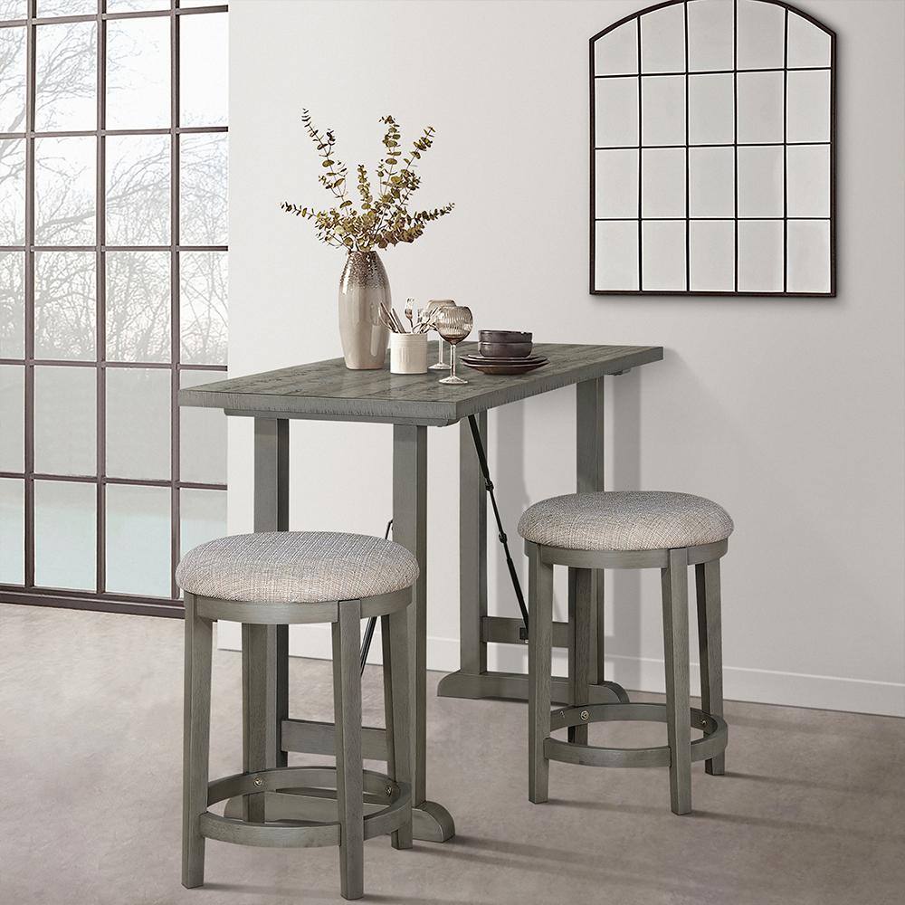 Nadalia 3-Piece Light Gray Wood Top Counter Height Dining Room Set ...