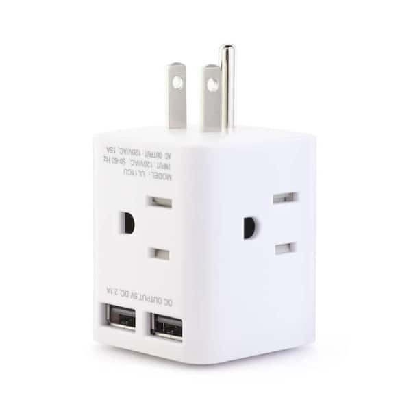 Vrbgify Multi Plug Outlet Extender with USB, 2 Outlet Splitter, 3 USB ...