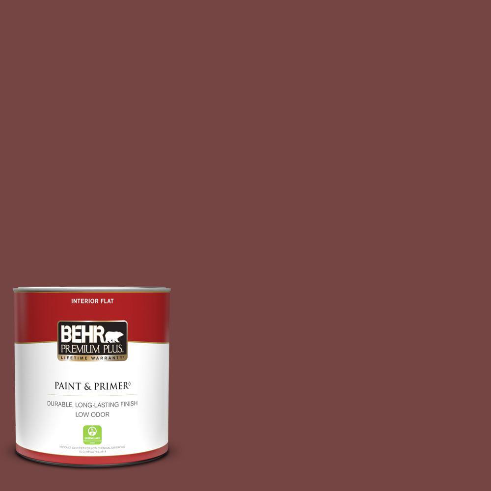 BEHR PREMIUM PLUS 1 qt. #S130-7 Cherry Cola Flat Low Odor Interior ...