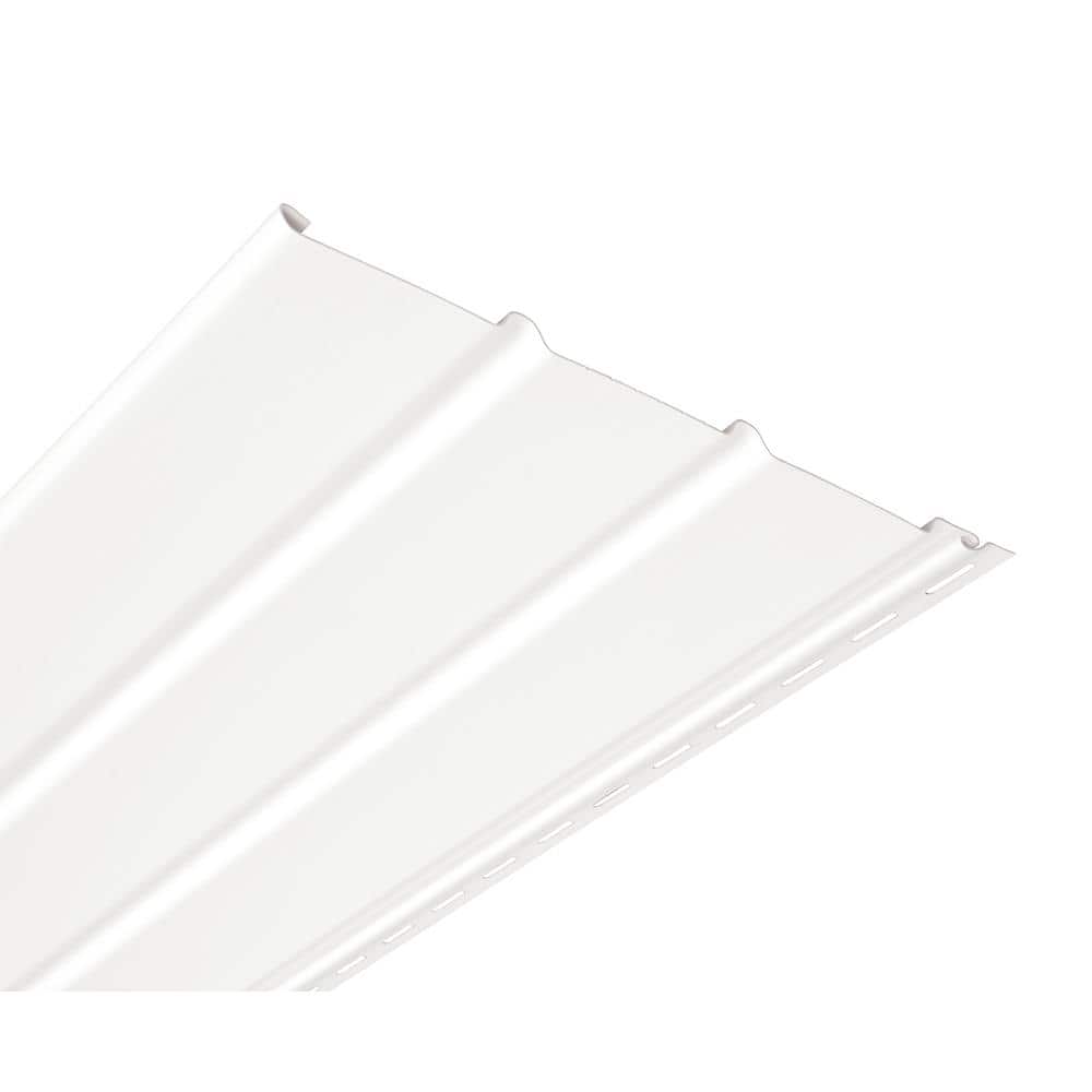 Wolverine 12 in. x 144 in. White Triple 4 in. Solid Vinyl Soffit-Non ...