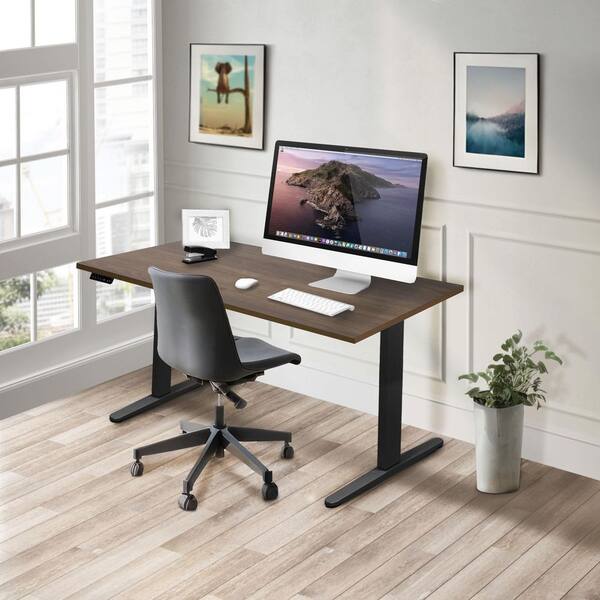 mount-it! 55 in. Rectangular Brown Tabletop Dual Motor Electric ...