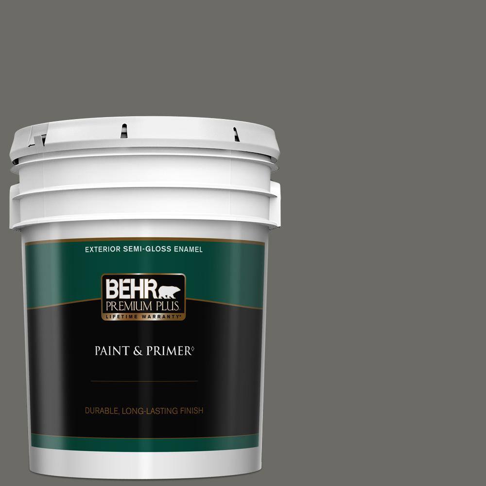 BEHR PREMIUM PLUS 5 gal. #PPU18-18 Mined Coal Semi-Gloss Enamel ...