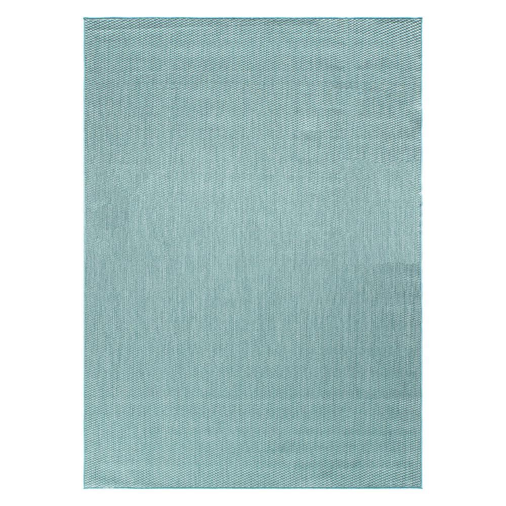 World Rug Gallery Blue 5 ft. x 7 ft. Solid Flatweave Indoor/Outdoor ...