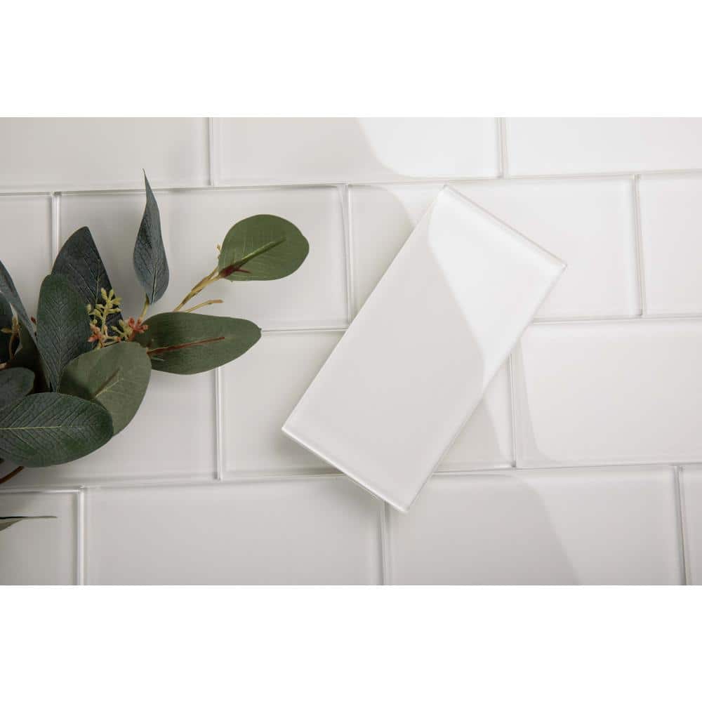 Giorbello Alabaster 3 in. x 6 in. x 8mm Glass Subway Wall Tile (5 sq ...