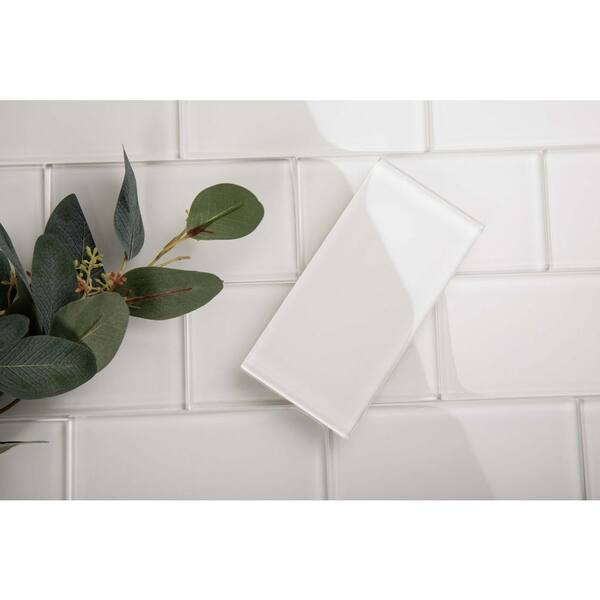 Giorbello Alabaster 3 in. x 6 in. x 8mm Glass Subway Wall Tile (5 sq ...