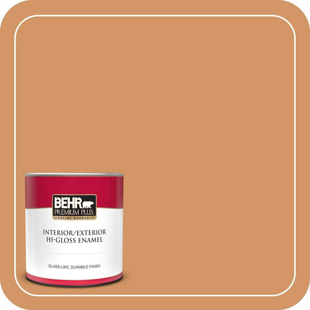 BEHR PREMIUM PLUS 1 qt. #280D-5 Glazed Pecan Hi-Gloss Enamel Interior ...