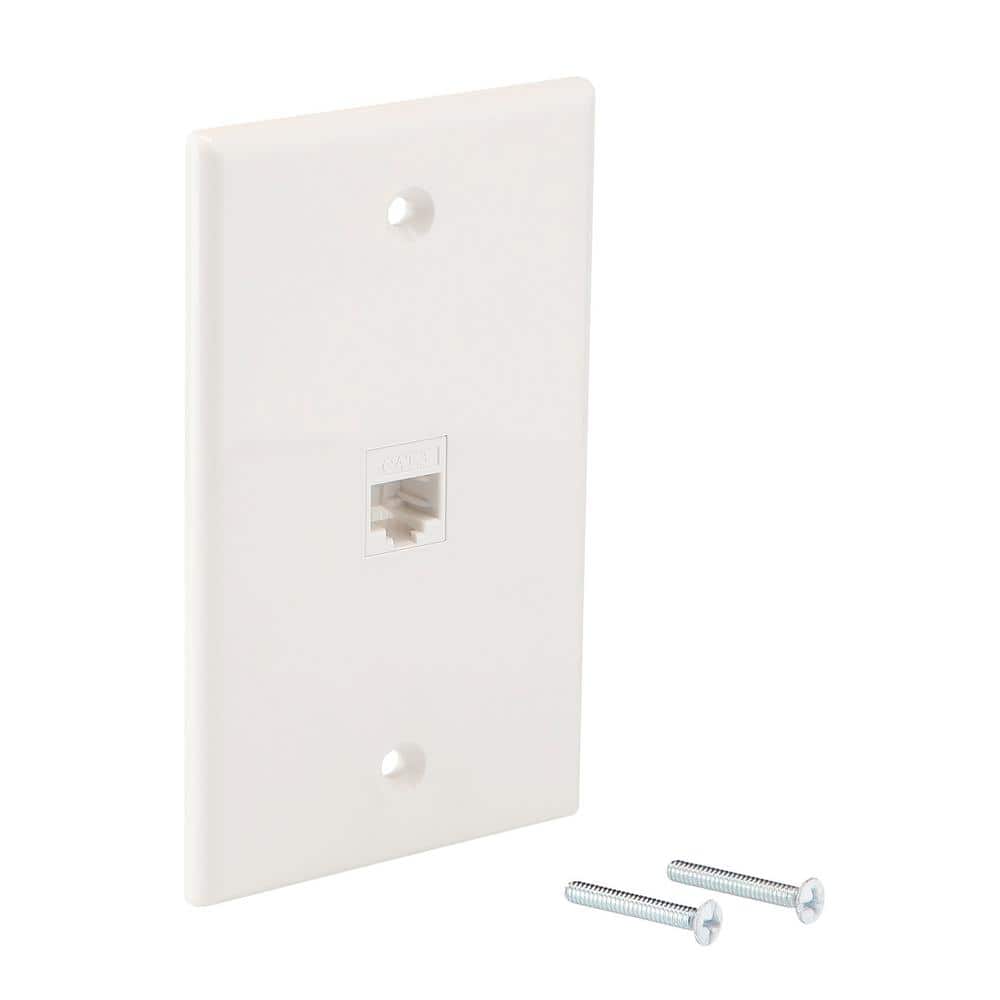 Commercial Electric 1-Gang White Telephone Plastic Wall Plate DPPSSW-1P ...