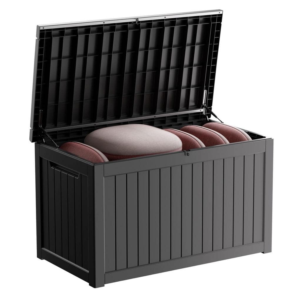 EasyUp 230 Gal. Black Resin Outdoor Storage Deck Box F230GB-BLK - The ...
