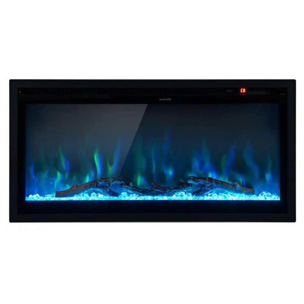 Clihome 36 in. Wall Mounted/Recessed Electric Fireplace Insert with ...