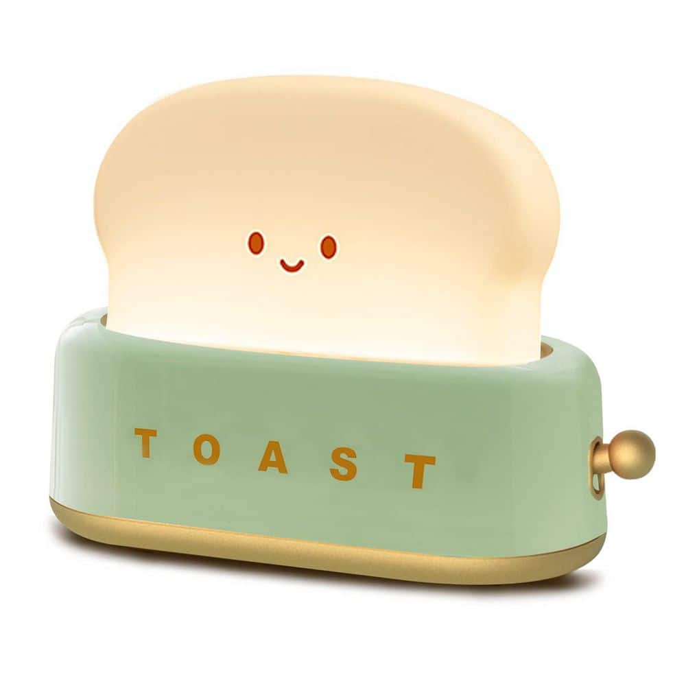 3.90 in. Toaster Lamp with Smile Face, 5 in. White Retro Style Night ...