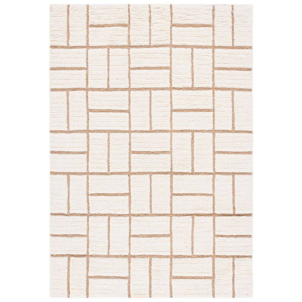 SAFAVIEH Casablanca Natural/Ivory 3 ft. x 5 ft. Geometric Grid Area Rug ...
