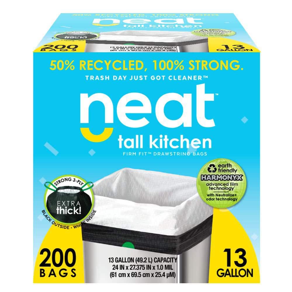 NEAT 13 Gallon Black and White Tall Kitchen Trash Bags (200-Count) NEAT ...