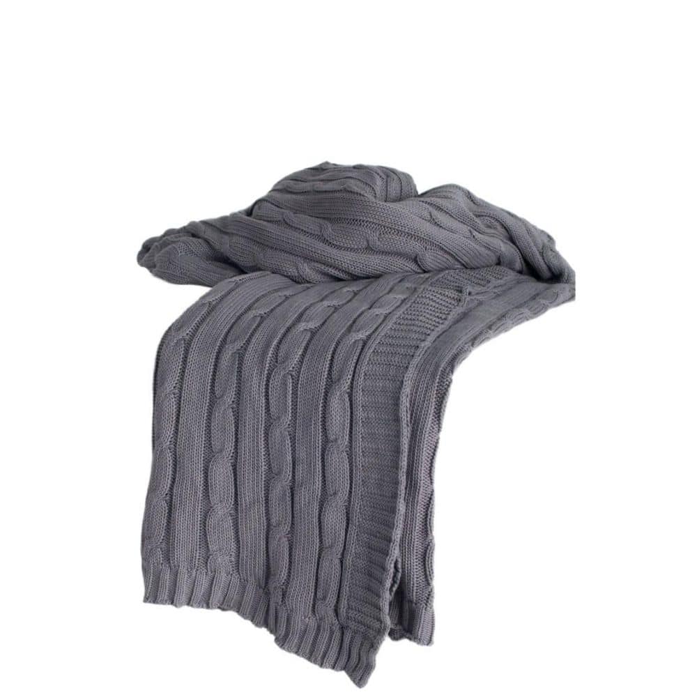 HomeRoots Light Gray Striped Cotton Throw Blanket 2000518771 - The Home ...