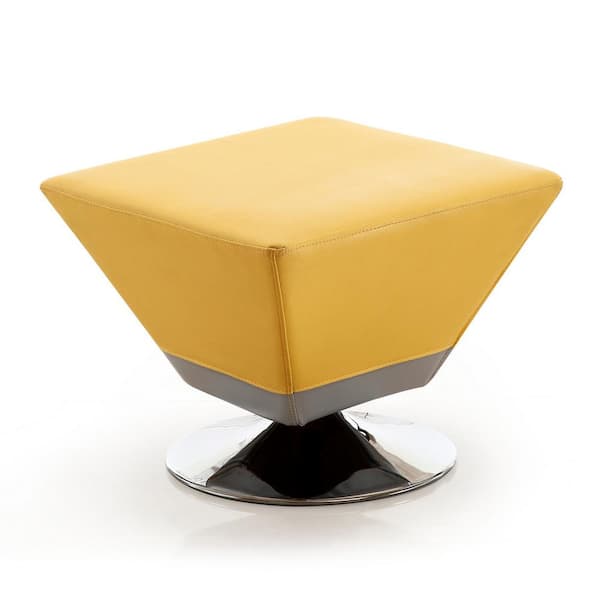 Manhattan Comfort Diamond Modern Yellow and Polished Chrome Faux ...