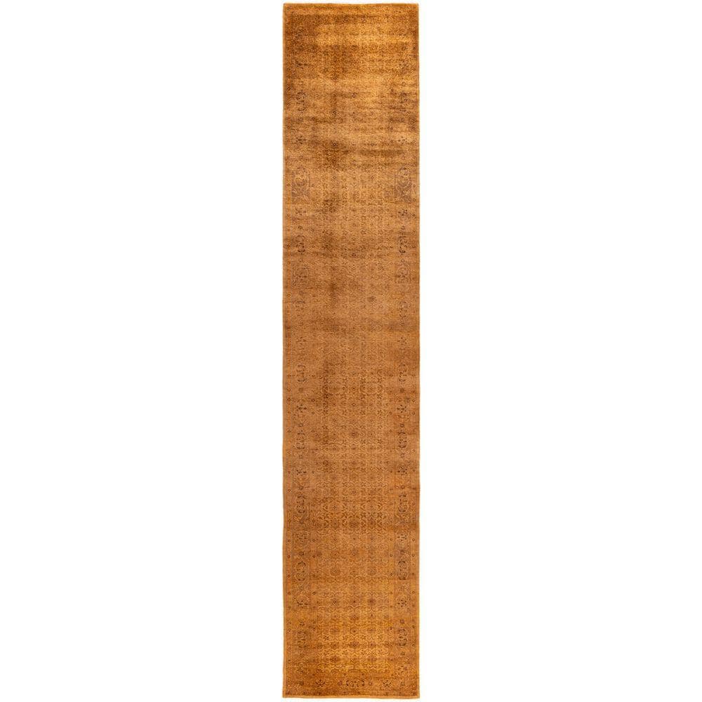 Chloe & Olivia Home Overdyed Brown 3 ft. x 14 ft. Solid Wool Indoor ...