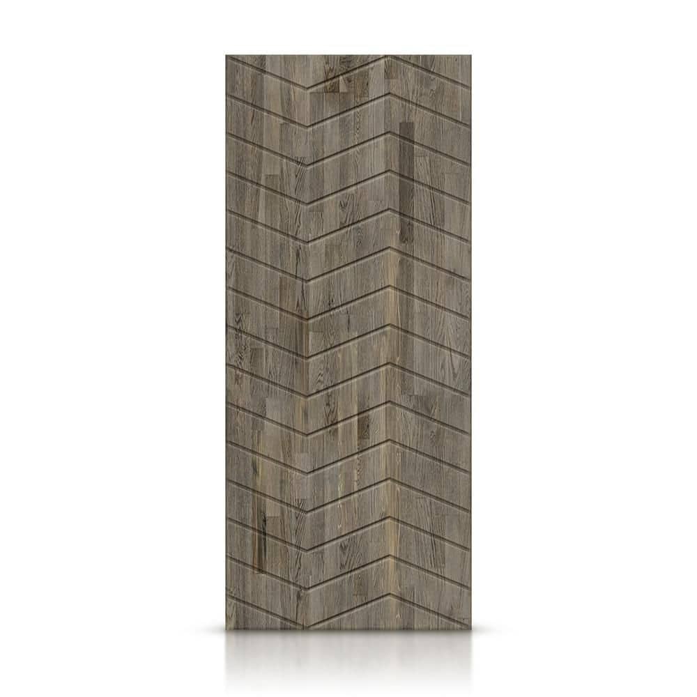 CALHOME 24 in. x 84 in. Hollow Core Weather Gray Stained Pine Wood ...