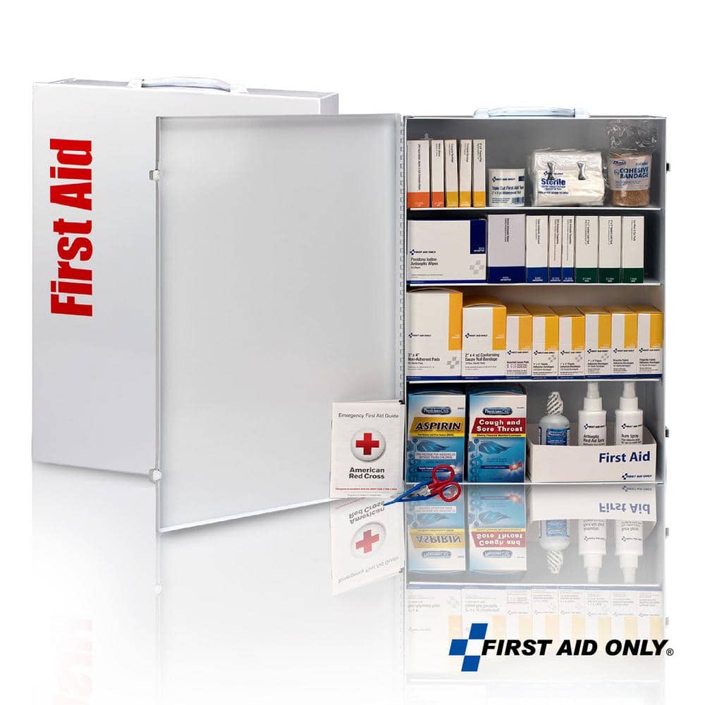 First Aid Only 4-Shelf 150-Person Metal Cabinet, OSHA, First Aid Kit ...